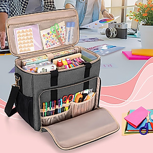 Luxja Craft Bag for Scrapbook Supplies (Fits 12 x 12 inch Scrapbook Album and 15.6” Laptop), Scrapbook Tote Bag with Multiple Pockets (Patent Pending), Gray