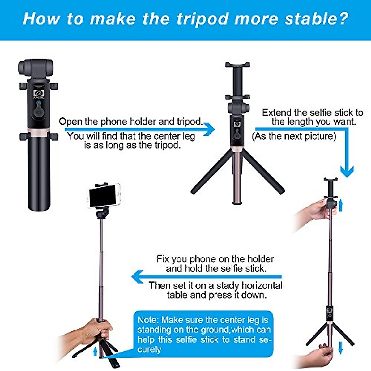 Apexel 2-in-1 Extendable Selfie Stick Monopod Tripod Stand with Wireless Remote Shutter for iPhone Xs/XS Max/XR/X/8/8 Plus/7/7 Plus/6s/6 Plus, Galaxy S9/S8/S7 Plus, Nubia, Huawei and More