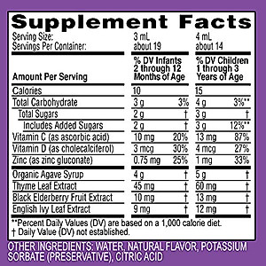 Zarbee's Naturals Complete Baby Cough Syrup Immune with Agave/Thyme & Elderberry, 2 Fl Oz (Pack of 1)