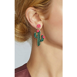 BVGA Metal Dangle Earrings for Women Statement Cactus Strawberry Palm Leaf Monstera Drop Dangle Earrings Fashion Jewelry