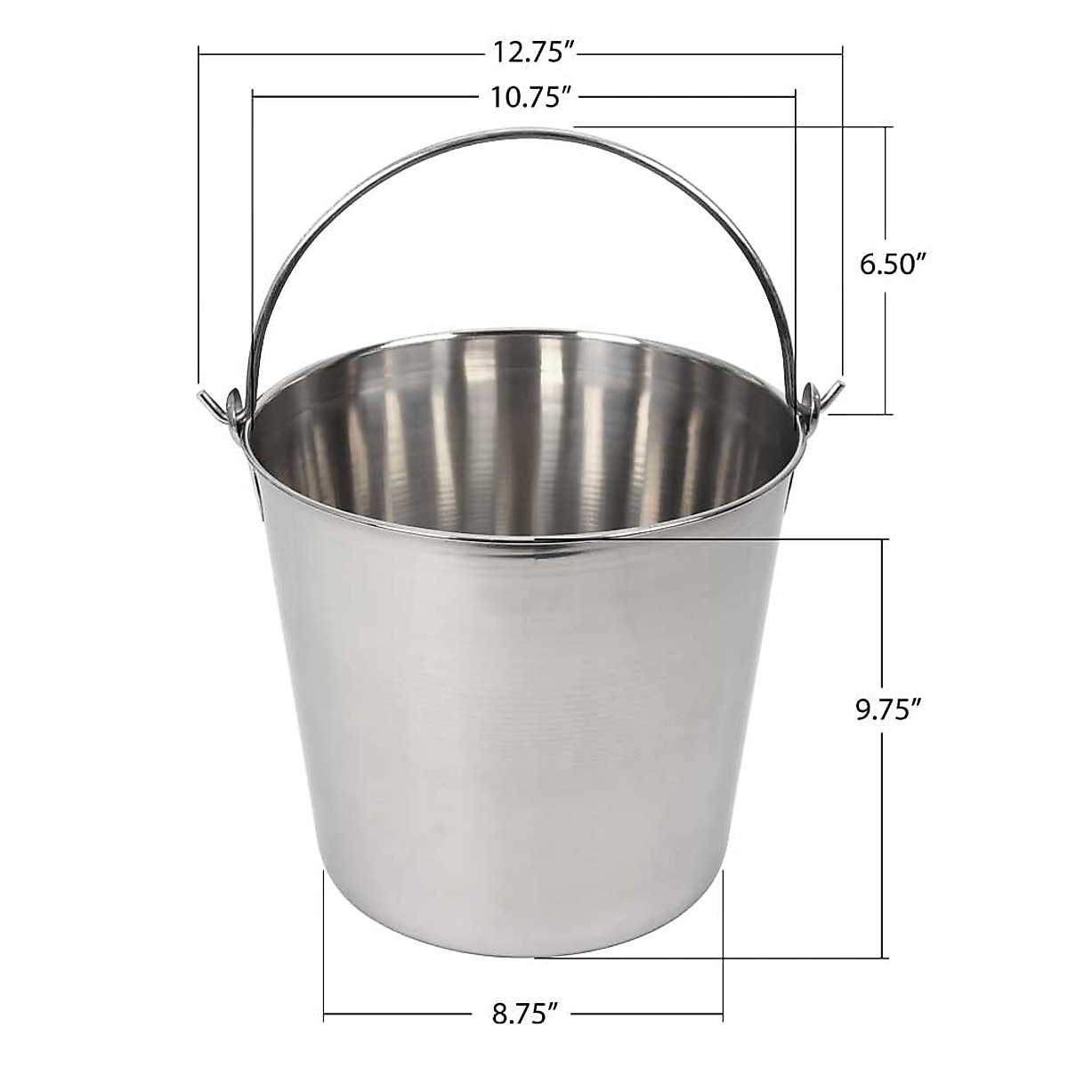 Lindy's 13-Quart Stainless Steel Bucket, Durable Seamless Bucket for Home, Carry Water or Milk, Fill with Food, Cleaning Bucket