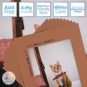Mat Board Center, Pack of 10, 16x20 for 11x14 Photo Picture Mats - Acid Free, 4-ply Thickness, White Core - for Pictures, Photos, Framing, Earth