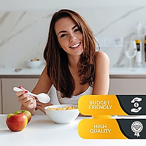 PAMI Heavy Weight Disposable Plastic Soup Spoons [200-Pack] - Bulk King Size Deluxe White Plastic Silverware For Parties, Weddings, Catering Food Stands, Takeaway- Heavy-Duty Single-Use Partyware