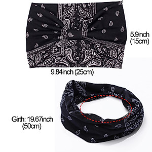 CAKURE Boho Wide Headbands Knotted Turban African Yoga Hairbands Stretch Elastic Motorcycle Hair Accessories for Women and Girls Pack of 3 (Set-1)