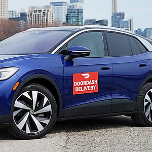 UPGRADED Doordash Car Magnets Door Signs And Stickers for Delivery Drivers (Set of 4) 11×7 and 4×4 (Red Background DD)