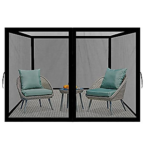 Mosquito Netting Outdoor Screen House Tent Screen Wall with Zipper for Camping, Patio, 10x 10 Gazebo and Tent (Mosquito Net Only Black)
