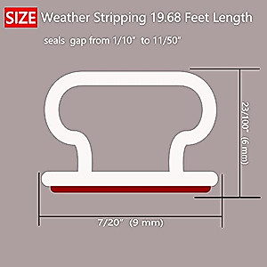 GANGDISE White Door Weather Stripping, Waterproof Self-adhisive Rubber Seal Strip for Doors and Windows Soundproof Insulation 19.68 Feet