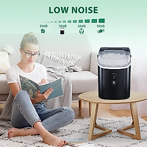 Xbeauty Nugget Ice Maker Countertop Up to 35lbs of Ice a Day with Self-Cleaning,Stainless Steel,Removable Ice Basket&Scoop