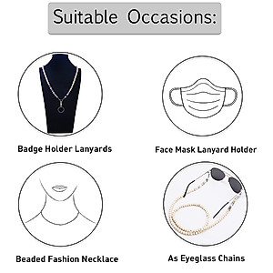 C&L Accessories Lanyards for ID Badges, Beaded Wooden Natural Stone Lanyard for Keys Eyeglass Holder Lanyard for Eyeglasses Chains for Women (Amazonite Stone)