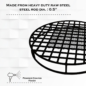 Simond Store Fire Pit Grate, 29.5-Inch Round Heavy-Duty Steel Firewood Grate with Ember Catcher, Legs & Support Ring for Outdoor Fire Pits, Camping, Picnic & Gatherings Black