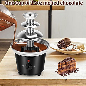 VAlinks Chocolate Fountain Machine 3 Tiers Electric Melting Machine Chocolate Fountain Mini Stainless Steel Chocolate Fondue Fountain for Parties Melts Chocolate Cheese BBQ Sauce Liqueurs