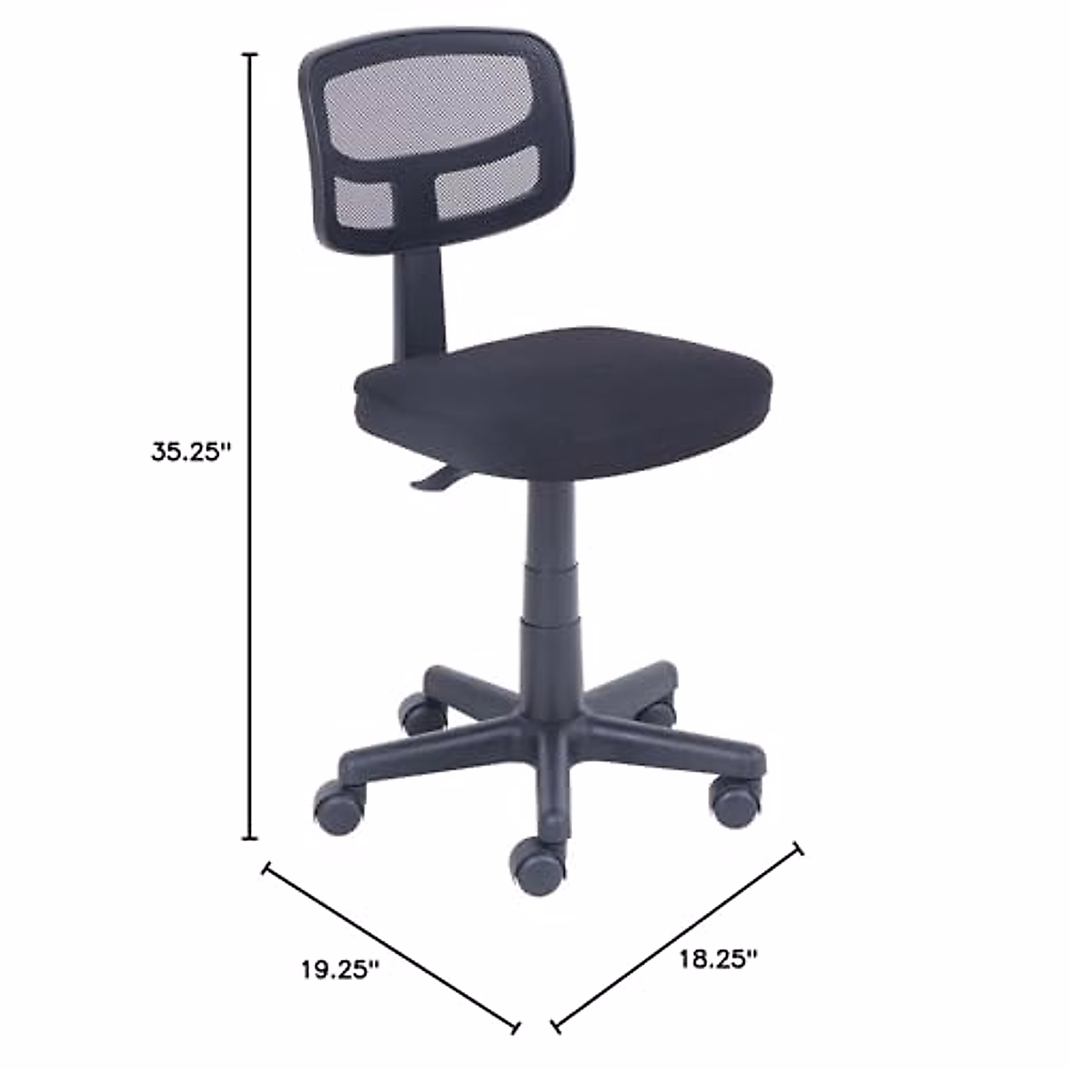 Mesh Task Chair with Plush Padded Seat, Black. (19.25 x 18.25 x 30.25 Inch)