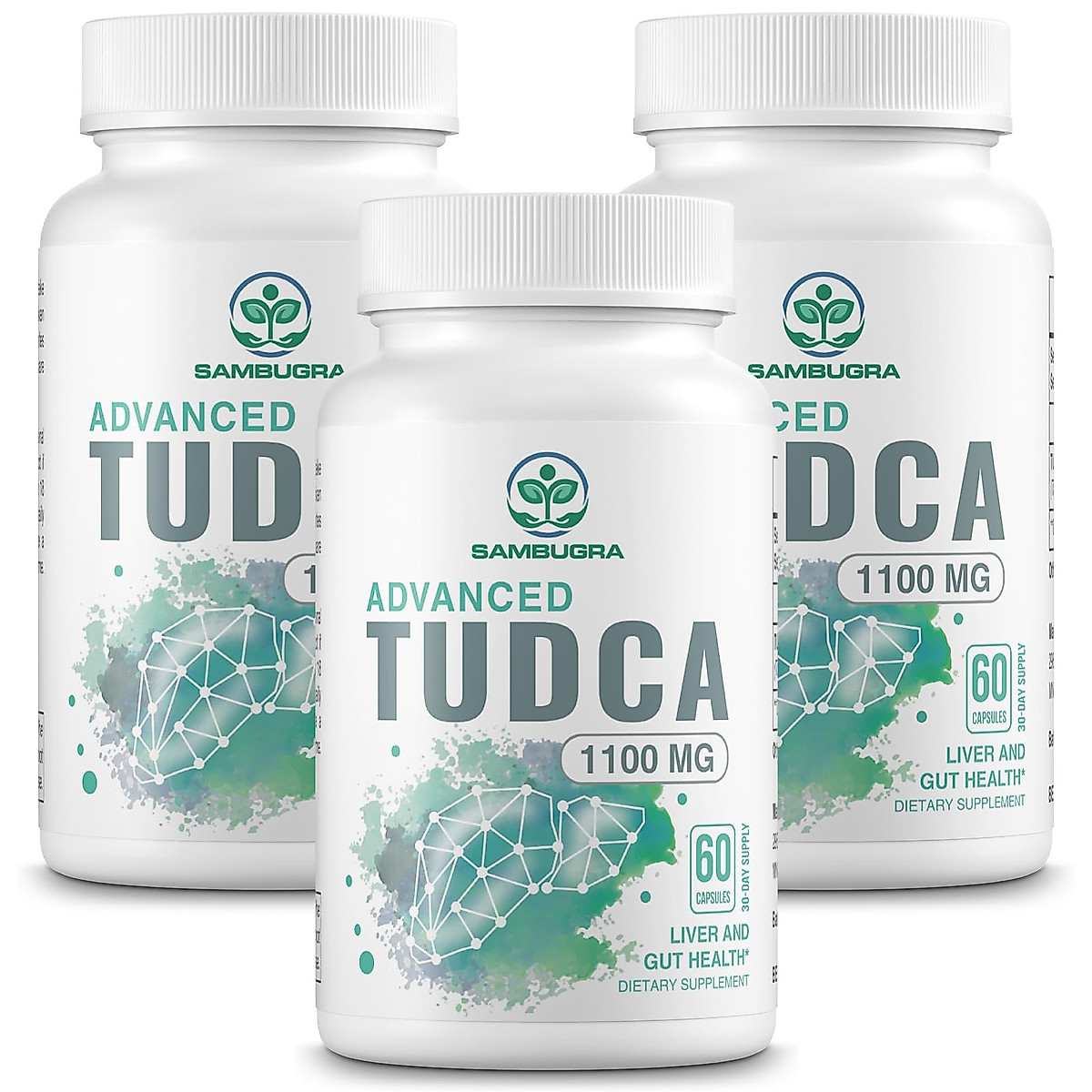 TUDCA 1100mg for Liver Cleanse Detox and Repair, 3rd Party Tested Advanced TUDCA Supplements, Ultra Strength Bile Salt TUDCA Liver Supplement, 180 Capsules (Pack of 3)