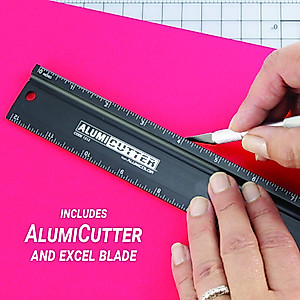 Alumicolor AlumiCutter Aluminum Straight Edge w/Blade for Office, School, Engineering and Framing, 18IN, Silver