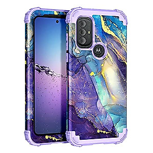 Rancase Compatible with Moto G Power 2022 Case,Three Layer Heavy Duty Shockproof Protection Hard Plastic Bumper +Soft Silicone Rubber Protective Case for Moto G Power 2022,Purple