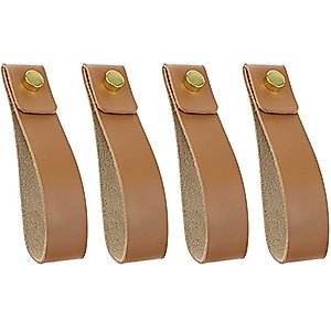 Haidong 4pcs Leather Wall Hanging Sling,Artificial Leather Straps,Wall-Mounted Leather Hook Suitable for Bathroom, Kitchen and Bedroom Walls.