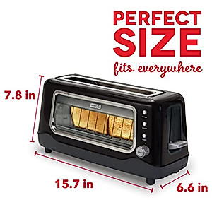 DASH Clear View Toaster: Extra Wide Slot Toaster with See Through Window - Defrost, Reheat + Auto Shut Off Feature for Bagels, Specialty Breads & other Baked Goods - Black