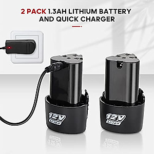 GYZJ 𝐂𝐨𝐫𝐝𝐥𝐞𝐬𝐬 𝐑𝐚𝐭𝐜𝐡𝐞𝐭 𝐖𝐫𝐞𝐧𝐜𝐡 𝟑/𝟖" Electric Wrenches Set 𝟒𝟓 𝐍.𝐦 400RPM Power 𝟏𝟐𝐕 1300mAh, 2 Sockets (𝟏𝟎𝐦𝐦 𝟏𝟐𝐦𝐦) And Charger Trigger Angle Tool (6 Sets)