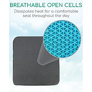 Gel Seat Cushion (Gray) by Xtra-Comfort - Seat Pad for Cars, Outdoors, Kitchens, Offices and Wheelchairs - Butt Cushion for Coccyx, Tailbone Pain and Lower Back, Sciatica Issues - Sitting Upholstery