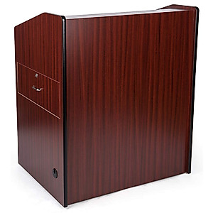 Displays2go Lecture Podiums with Wheels – Mahogany (OLILCTMMLSM)