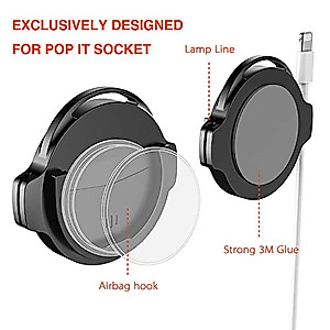 FadyDail 2 Pack Socket Phone Mount for Car Holder Silicone Grip with Phone Line Clip for Collapsible Socket User Used on Dashboard, Home, Office, Kitchen, Wall Compatible with iPhone Samsung (Black)