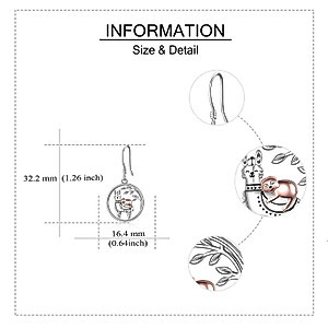 ONEFINITY Sloth Llama Gifts Sterling Silver Sloth Llama Dangle Drop Earrings for Women Jewelry Gifts