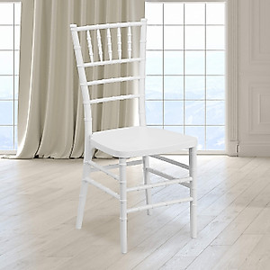 EMMA + OLIVER White Resin Stacking Chiavari Chair