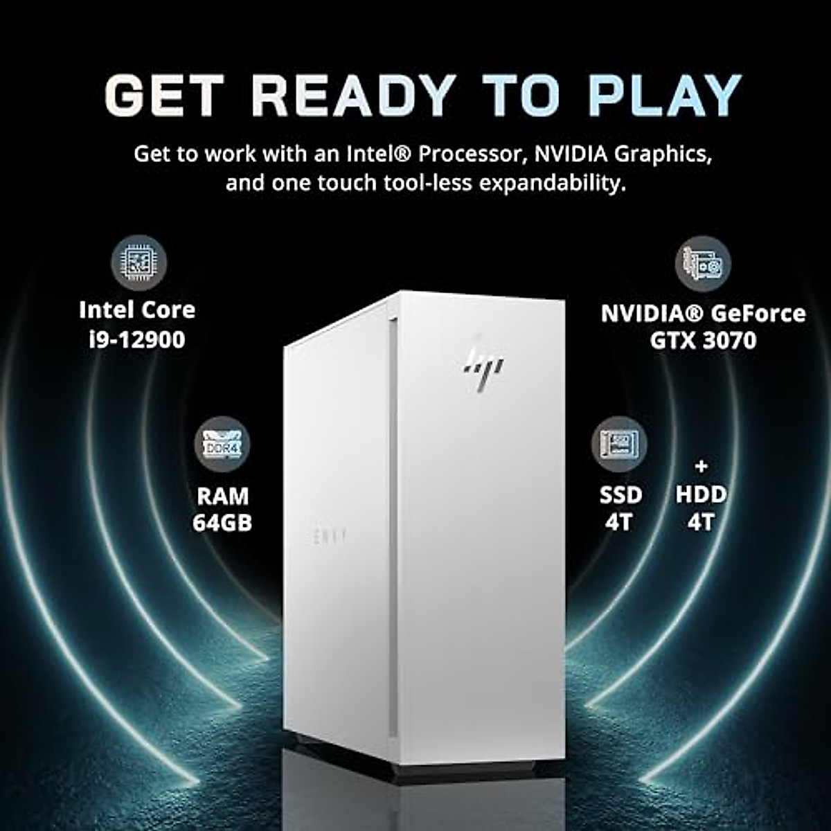 HP 2022 Envy Gaming Desktop, Intel Core i9-12900 Processor, 64GB DDR4 RAM, 4TB PCIe SSD + 4TB HDD, NVIDIA GeForce RTX 3070 8G DDR6, Win 11 Pro, White, 32GB USB Business Card (Renewed)