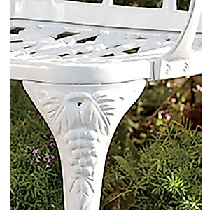 Plow & Hearth Weatherproof Grapevine Outdoor Bench | Holds Up to 300 lbs | Garden Patio Porch Park Deck | Metal | White