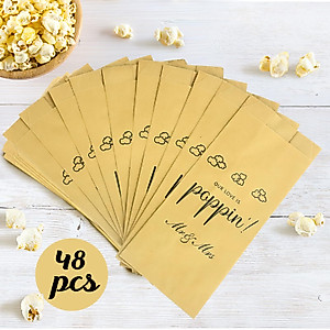 ANTING 48Pcs Our Love is Poppin Popcorn Bags Engagement Wedding Party Favors Popcorn Bags Engaged Wedding Bridal Shower Goody Snack Treat Bags Grease Resistant