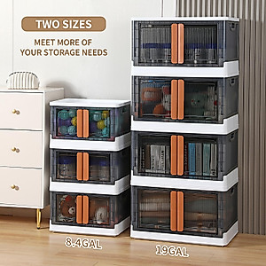 Closet Organizers and Storage - Storage Bins with Lids & Wheels 8.4 Gal, Collapsible Stackable Storage Bins, Trunk Organizer Folding Storage Box for Office, Home, Dorm Room Essentials, 3 Pack