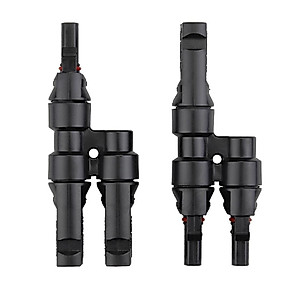 Sun YOBA 2 Pairs T/Y Branch Cable Connectors 2 to 1 Cable Splitter for Solar Panel System Connectors MMF and FFM Splitter Coupler Wire Branch