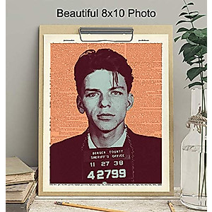 Frank Sinatra 8x10 Poster, Upcycled Dictionary Art Photo, Pop Art Home Decor - Modern Wall Art Print - Unique Contemporary Room Decorations for Living Room, Bedroom - Gift for Ole Blue Eyes Fans