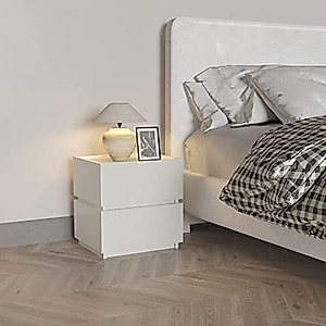 furtble Stackable 2 pcs 1-Drawer End Table, Bedside Nightstand, Multi-Purpose Storage Closet Cube for Bedroom, Storage Cabinet for Entryway, Sofa Beside Drawer Chest Dresser, 15.8 in, White