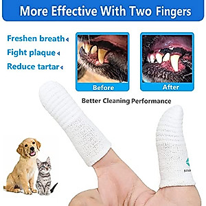 MoiiLavin Pet Toothbrush for Small to Large Dogs Cats,Soft High Grade Finger Toothbrush,Teeth Oral Cleaning,Dental Care, 1 Set for Two Fingers White (6)