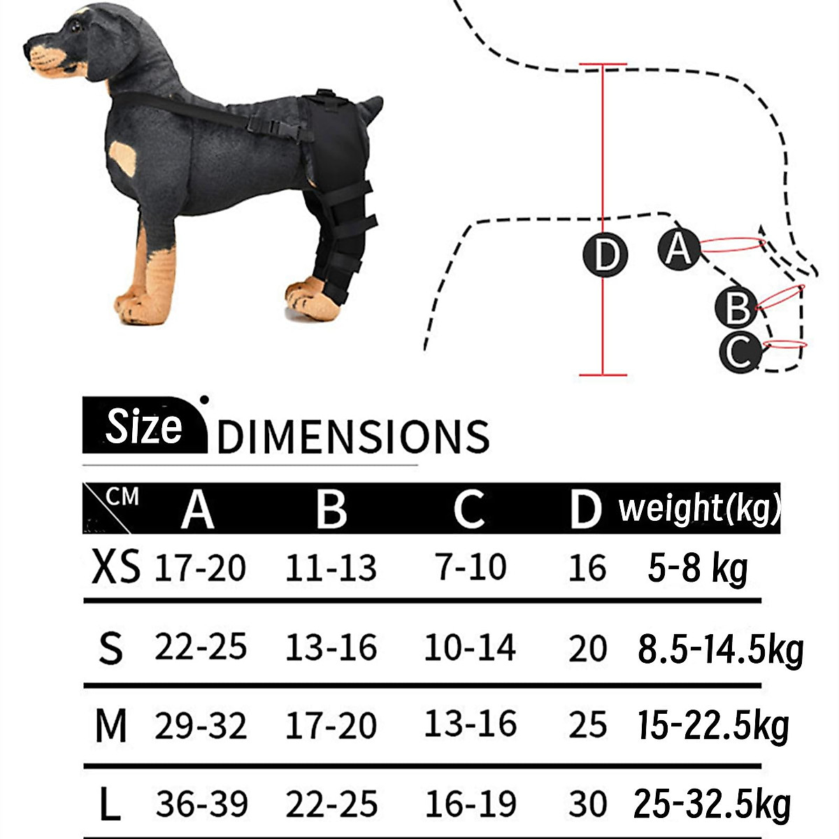 Tnfeeon Dog Knee Brace, Leg Brace Ligament Injury Joint Pain and Muscle Sore Adjustable Rear Support for Knee Dislocation Pet Knee Brace Recommended for Dog (S)