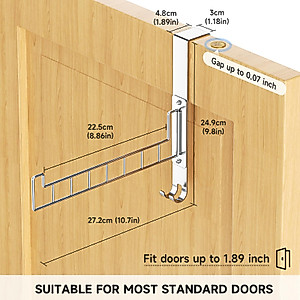 Over the Door Hooks Hanger, Wall Mounted Drying Rack Clothing, Rotatable 180° Stainless Steel Door Coat Hanger for Clothes, Coats&Towels, Over the Door Drying Rack for Laundry Rooms, Bedroom, Bathroom