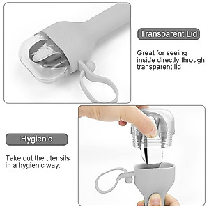 Sophico Travel Utensils Set for Camping and Kids Lunch Box, Stainless Steel Fork and Spoon, Knife Silverware Flatware Sets with Silicone Case - Portable & Leak-proof, Dishwasher Safe (Grey, 1 Set)