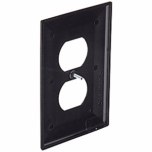 Leviton PJ8-E 1-Gang, 1-Duplex, Midway Nylon Wallplate, Midway Size, Black (Pack of 5)