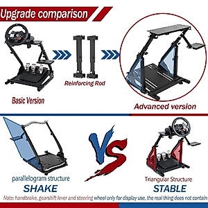 Minneer Foldable Reinforced Steering Racing Wheel Stand Fit for Logitech/Fanatec/Thrustmaster G29/G920/G923/T248/T300/TX Drive Gaming Simulator Cockpit Stable, Not Included,Wheel, Pedals, Handbrake