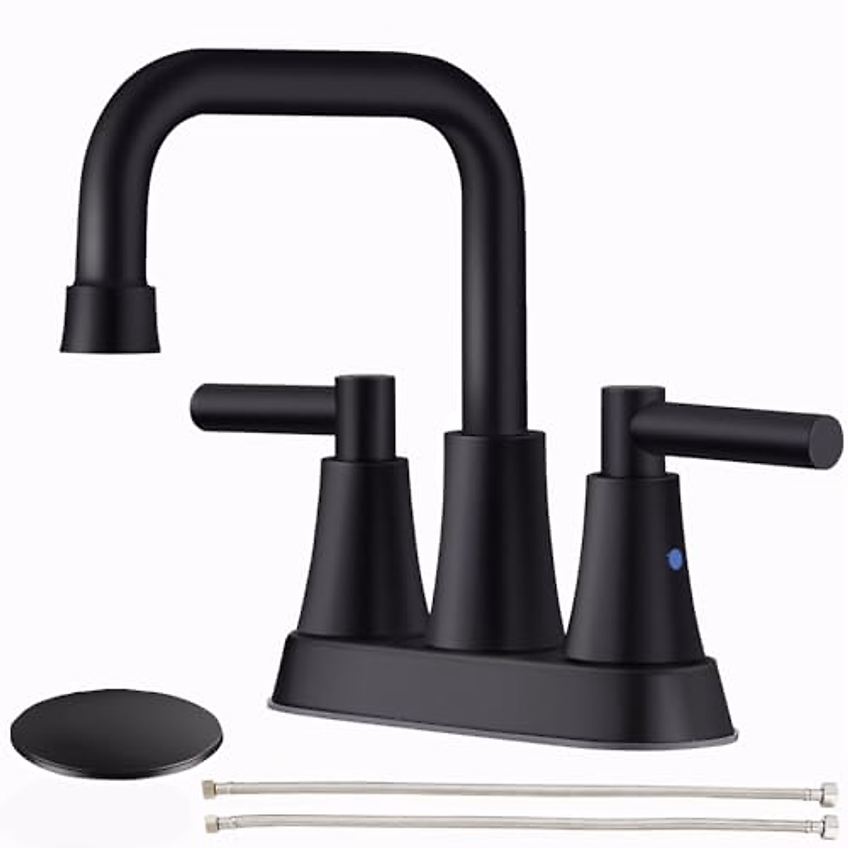 Matte Black Bathroom Faucet 3 Hole ARRISEA 4 Inch Centerset Faucet for Bathroom Sink, Black Bathroom Sink Faucet 3 Hole with Pop Up Drain, BF068-1-MB