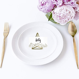 Koyal Wholesale Modern Metal Geometric Triangle Wedding Place Card Holders, Set of 12 Gold Table Number Holders