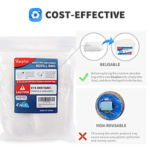 Vacplus Moisture Absorber Box - 4 Packs, 14OZ Reusable Dehumidifier for Closet, Unscented Moisture Absorbers for Rooms with Visible Dehumidification (Fragrance free)