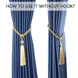 BEL AVENIR Curtain Tiebacks Hand-Woven Holdbacks Home Decorative Tassels Tiebacks (Gold, 2 Pack)