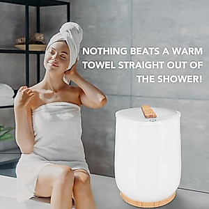2024 Upgrade Towel Warmers Timer Function Auto Shut Off 20L Large Capacity Hot Towel Warmers Bucket Portable for Bathroom, Ideal Gift for Valentine's Day, White