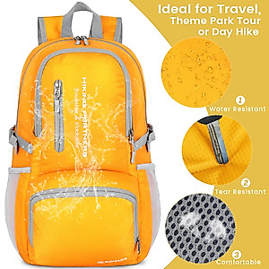 ZOMAKE Lightweight Packable Backpack - 35L Light Foldable Hiking Backpacks Water Resistant Collapsible Daypack for Travel(Yellow New)