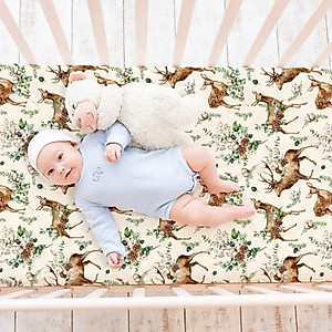 Extra Soft Stretchy Fitted Crib Sheets for Baby.2 Pack Cotton Blend Premium Sheets for Standard Crib and Toddle Mattress,Grove Pattern. (CS002)