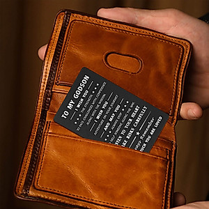 Mataly Godson Inspirational Gifts, Godson Wallet Card from Godmother Godfather for Birthday Graduation
