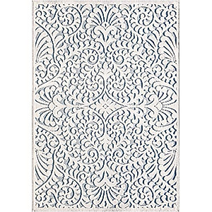 My Texas House by Orian Bluebonnets Area Rug, 5'2" x 7'6", Natural Blue