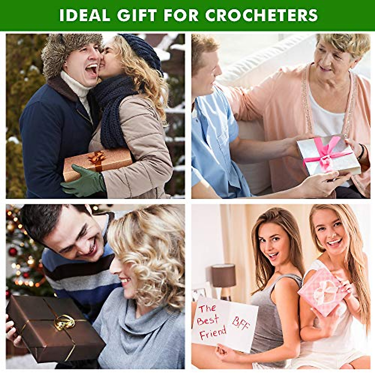 73 Pack Crochet Hooks Set, 13 PCS 2mm(B)-10mm(N) Ergonomic Soft Grip Crochet Handles Yarn Knitting Needles Kit with Case for Arthritic Hand, Inscraft Crochet Starter Kit for Beginners and Lovers